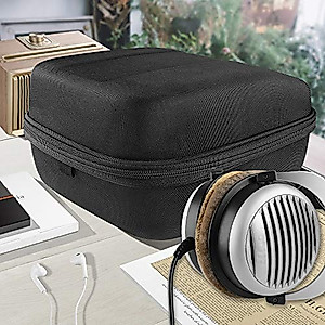 Geekria Shield Case for Large Sized Over-Ear Headphones, Replacement Extra Hard Shell Travel Carrying Bag with Cable Storage, Compatible with Sennheiser HD800S, Beyerdynamic Headsets (Black)