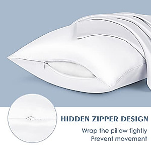 Silk Satin Body Pillow Pillowcase, Silky 20''x54'' Body Long Pillow case for Pregnant Women and Family, Hidden Zipper Closure, White, 1 Pack