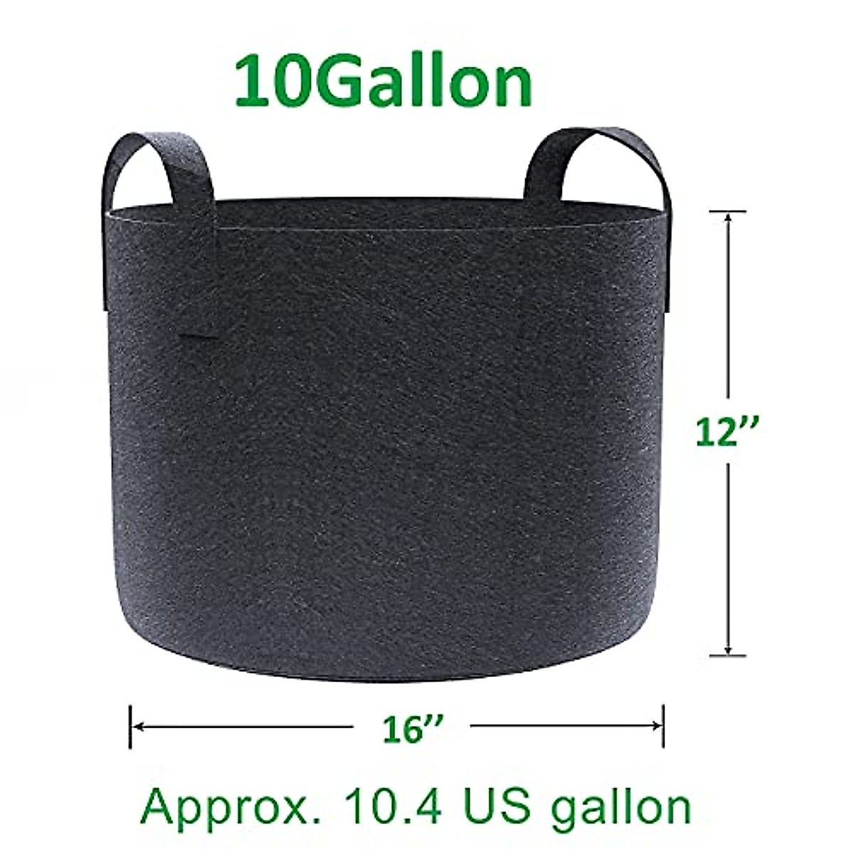 Gardzen 10-Pack 10 Gallon Grow Bags, Aeration Fabric Pots with Handles