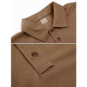 MAGCOMSEN Mens Polo Shirts Short Sleeve Work Shirts Golf Shirts Casual Shirts Quick Dry Shirts Summer Shirts Brown L