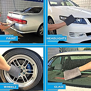 Sudz Budz Premium Medium Grade Clay Mitt, Microfiber Wash and Scrubber Car Wash Mitt, 2pcs | Car Detailing Kit, Car Clay Bar Mitt Easily Removes Embedded Stains, Restores Shine and Silky-Smooth Finish