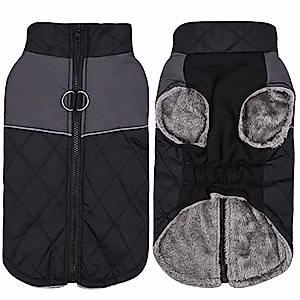 Tineer Dog Winter Jacket Vest for Small Medium Large Dogs, Fleece Lining Warm Coat Waterproof Pet Dog Clothes for Cold Weather (XS, Black)