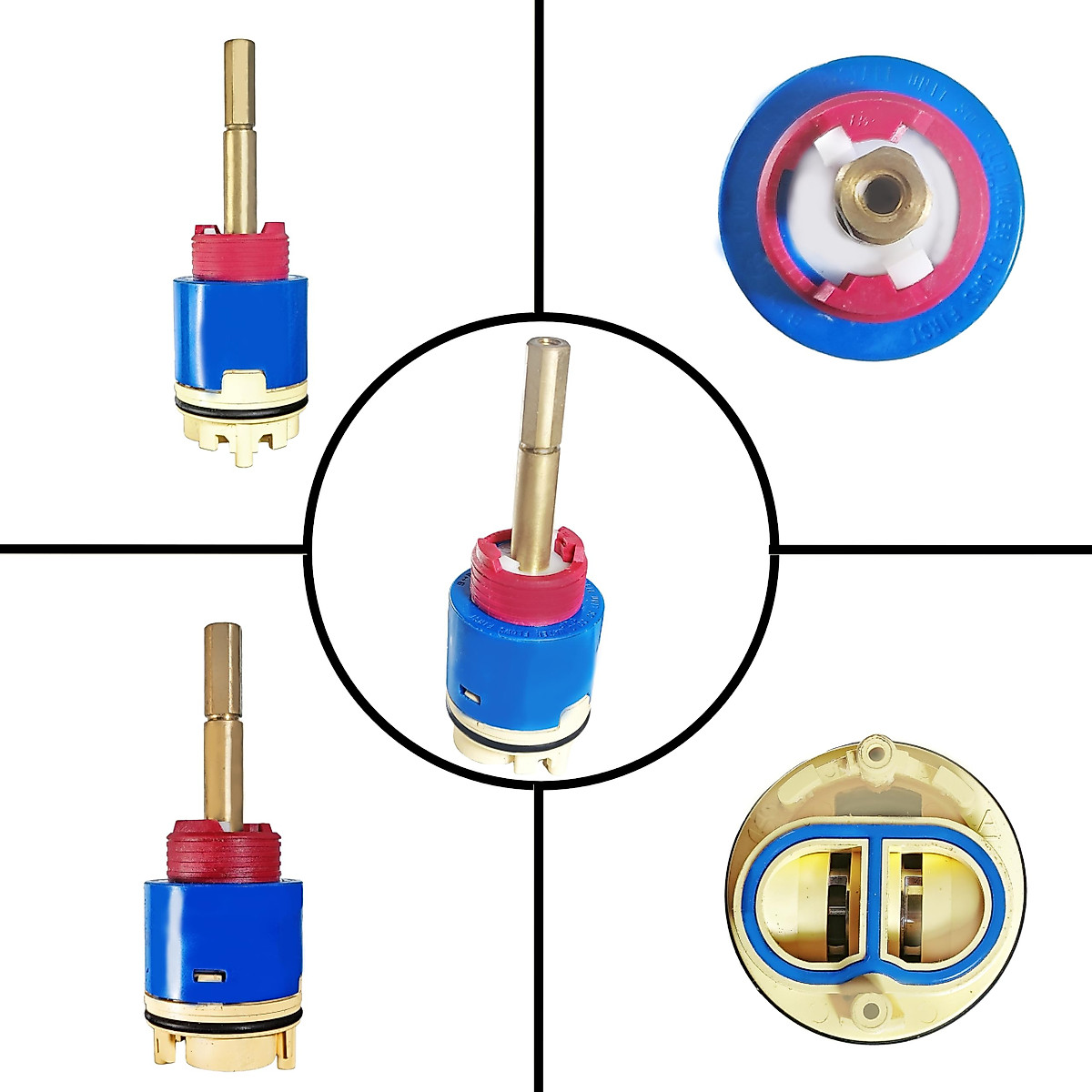 ALITZ 10670 Shower SINGLE LEVER Ceramic Pressure Balancing Cartridge,Replacement With Aqua source Glacier Bay Single Handle Faucets,Square Broach, blue, Brass,HL-40-4.25 Inch