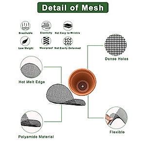 Mesh Pad for Flower Pots - 150 Pack 2 x 2 inch Bonsai Pot Bottom Grid Mat Mesh, Plant Drainage Mesh Screen with Hot Melt Edge, Round Plant Hole Screens Keep Soil from Flowing Away