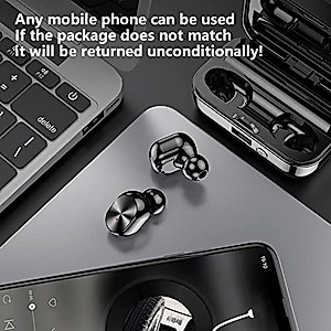 5.2 Binaural Digital Power Display Bluetooth Headset - in-Ear Sports Waterproof Noise Cancellation Built-in Mic Headphones with Charging Case for Running Outdoor Sports（Black）