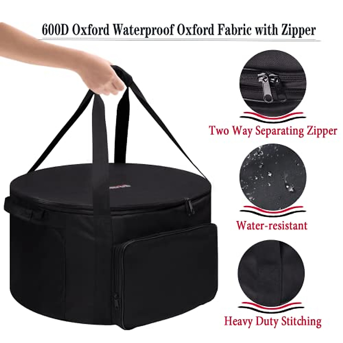 Outland Fire Bowl Carry Bag, Faunia 19-in Fire Pit Bag 600D Oxford Fabric Compatible with Outland Firebowl 893 870 823, Fire Pit Storage Case for RV Travel & Camping, Black, Bag Only