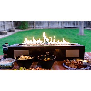 Ukiah Cascade Plus 28" Tabletop Gas Fire Pit with Sound System and Protective Cover, Black (TK-1052-CSCP)