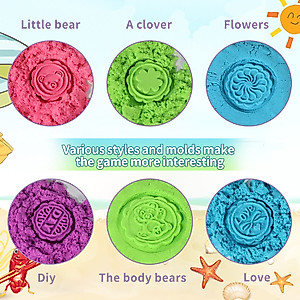 4 Color Magic Sand Set Beach Toys - HOVOCEL Kids' Sand Art Kits， Molds and Tray for Girls and Boys - Ideas for Children Activities Age 6+