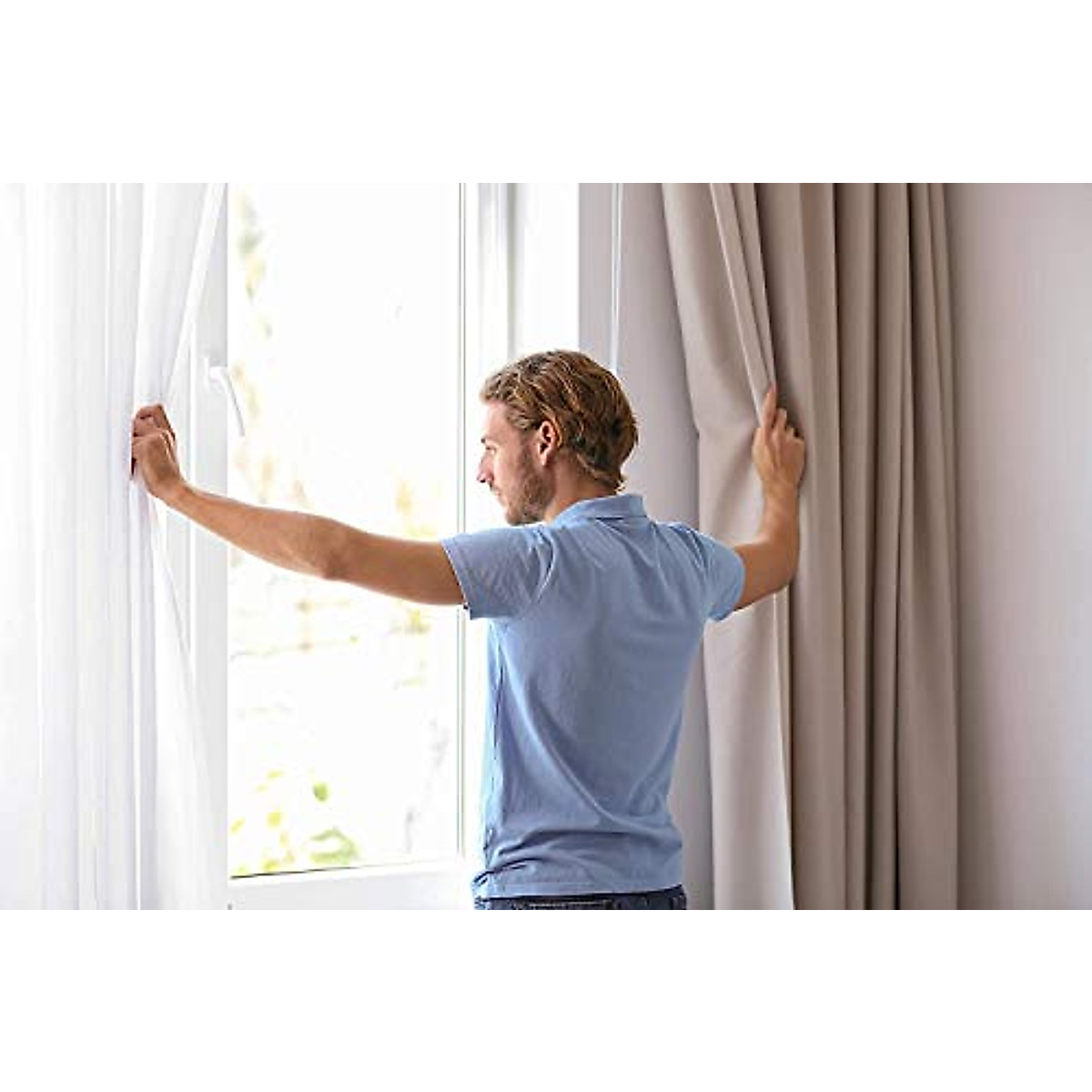 WPM Peach Color Window Sheer Treatment Panels Beautiful Rod Pocket Voile Elegance Curtains Drapes for Living Room, Bedroom, Kitchen Fully Stitched, Set of 2 (Blush Pink, 84" Inch Long)