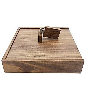Custom USB Flash Drives Personalized with Your Logo, USB 3.0 Walnut Wooden USB Flash Pen Driver with Photo Wood Album Box,Laser Engrave Logo (32GB, one Walnut USB+4x6 Photo Box)