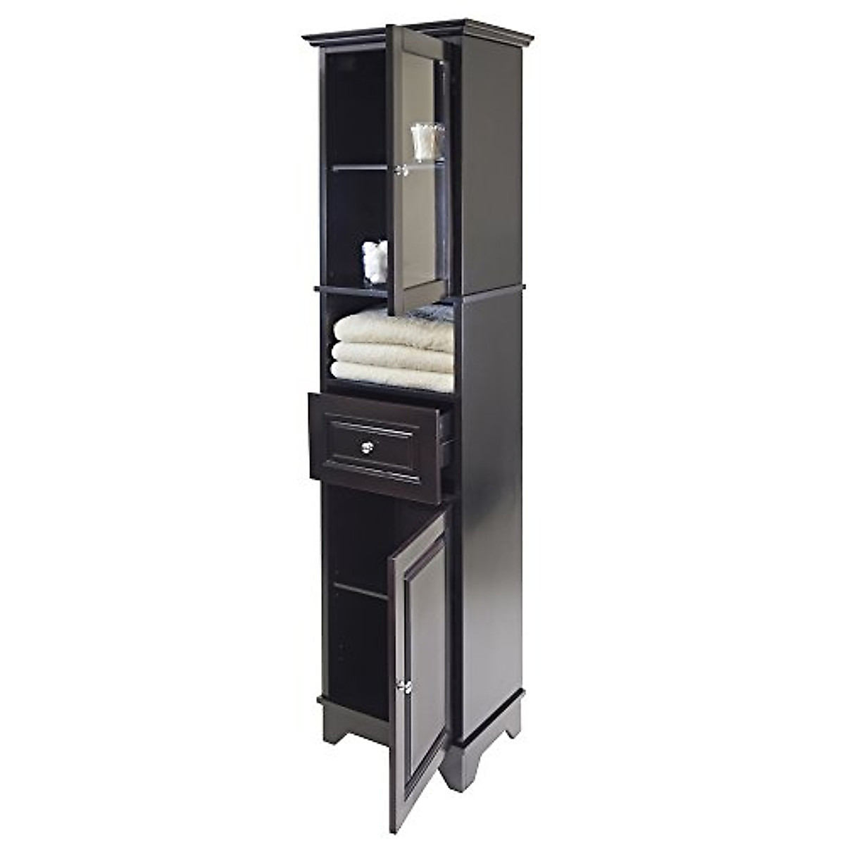 Winsome Wood Alps Tall Cabinet with Glass Door and Drawer