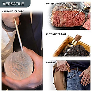 Ice Picks in Gift Box - Premium Stainless Steel Ice Picks Kitchen Tool with Wooden Handle Safety Cover Portable for Bars Restaurant Home Bartender Picnics Camping, 1PCS (RoseWood 6.7")