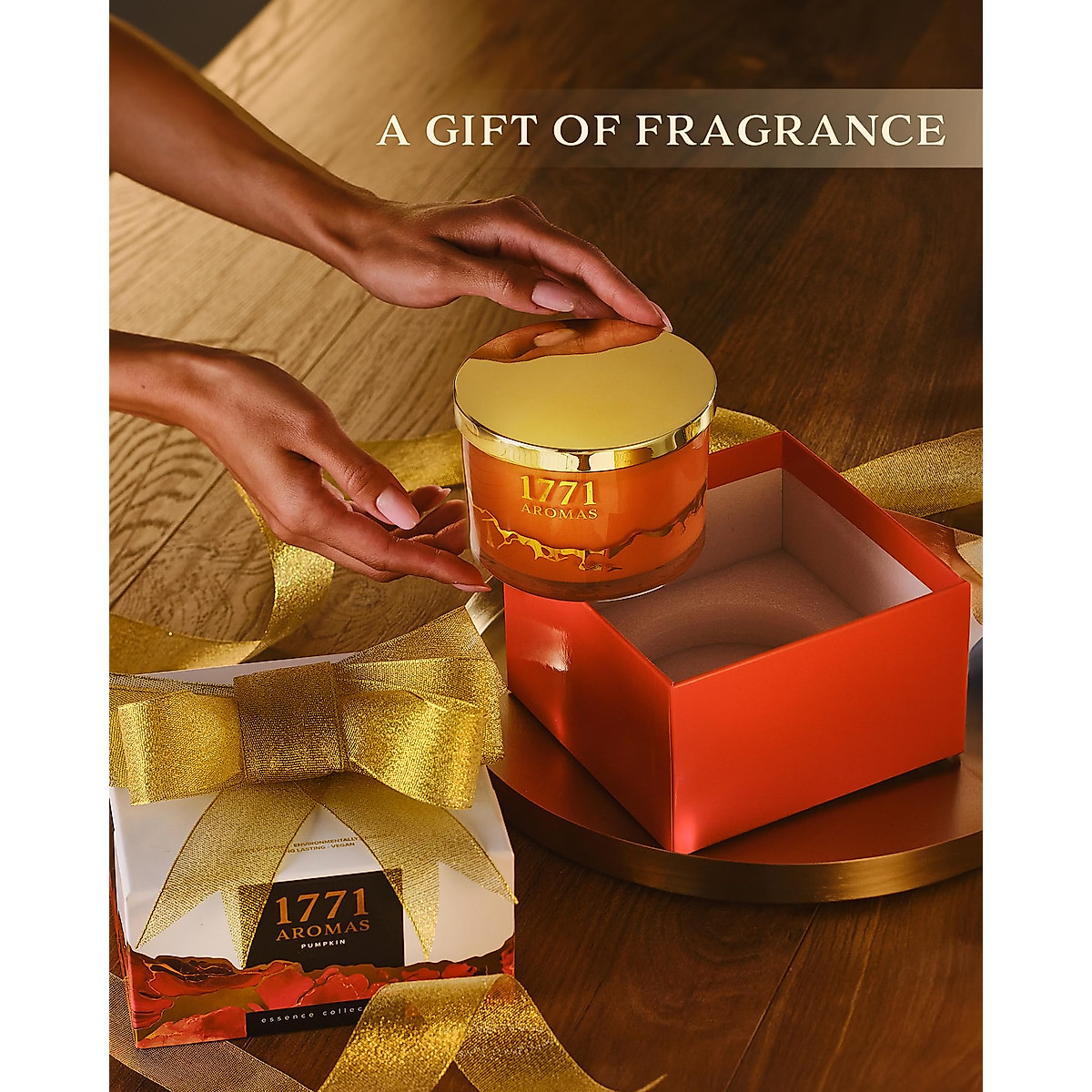 1771 Aromas Pumpkin Spice Scented Candles - 100% Natural Soy Wax - Large 3 Wick Jar Candle - Fall Candles - Up to 50 Hours Burning - Aromatherapy Candles - Housewarming Gift for Men and Women