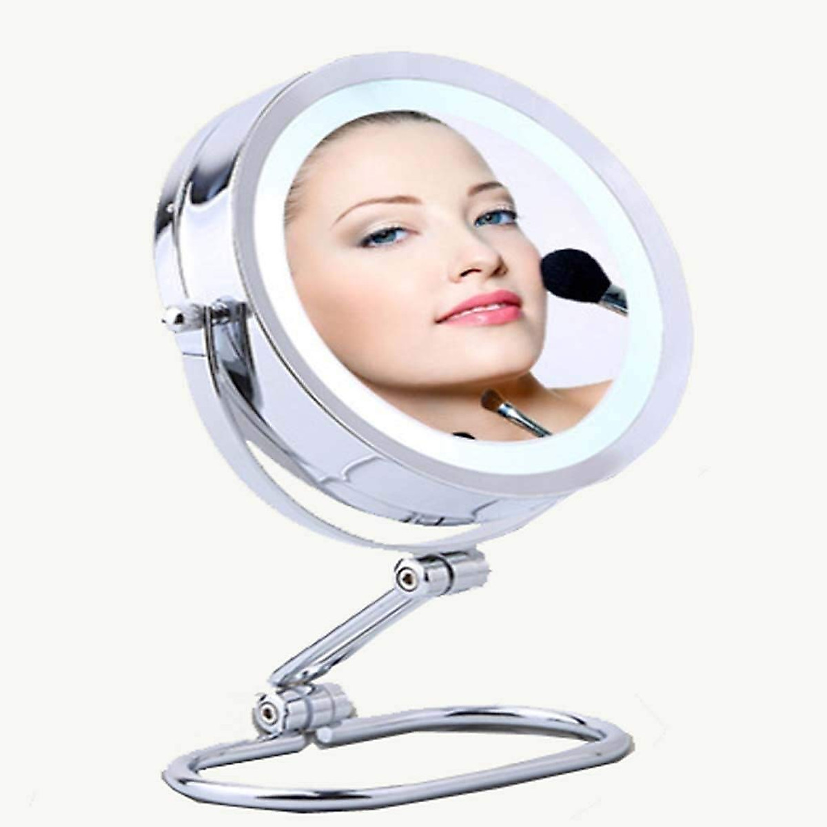 KONGZIR Bathroom Vanity Mirrors Travel Mirrors，Lighted Magnifying Mirror 10X with Natural LED Lights, Portable Lighting Vanity Mirror for Bathroom and Travel，Bathroom Mirrors Makeup Mirror