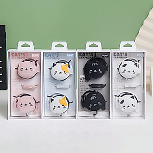 QearFun Cat Earbuds for Kids with Ear Hooks, Kawakii Wired Over Ear Headphones Earphones Gifts for School Girls and Boys with Microphone & Ear Loops Pink