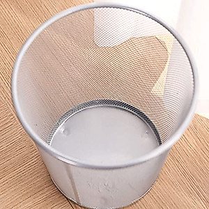 Cabilock Trash Can Stainless Metal Mesh Wastebasket Garbage Container Retro Waste Bin Steel Mesh Garbage