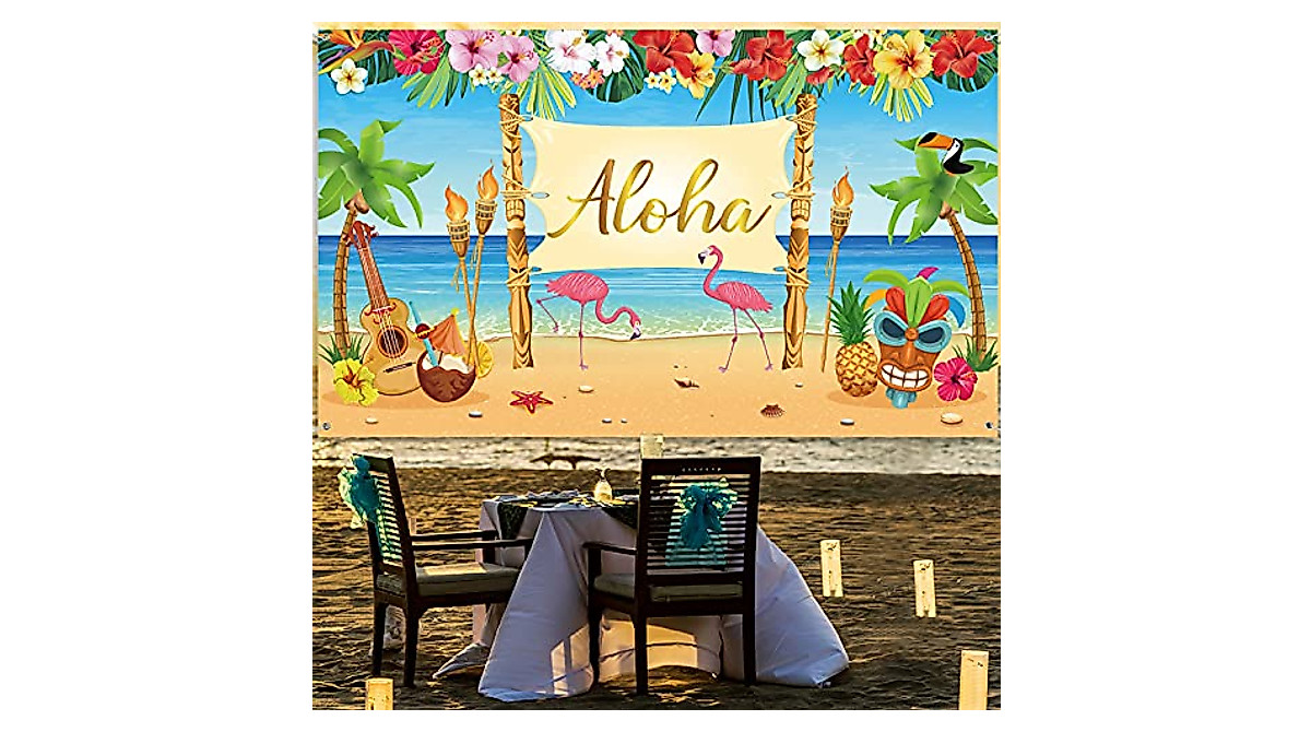 Hawaiian Aloha Party Banner - Large Summer Luau Backdrop for Events