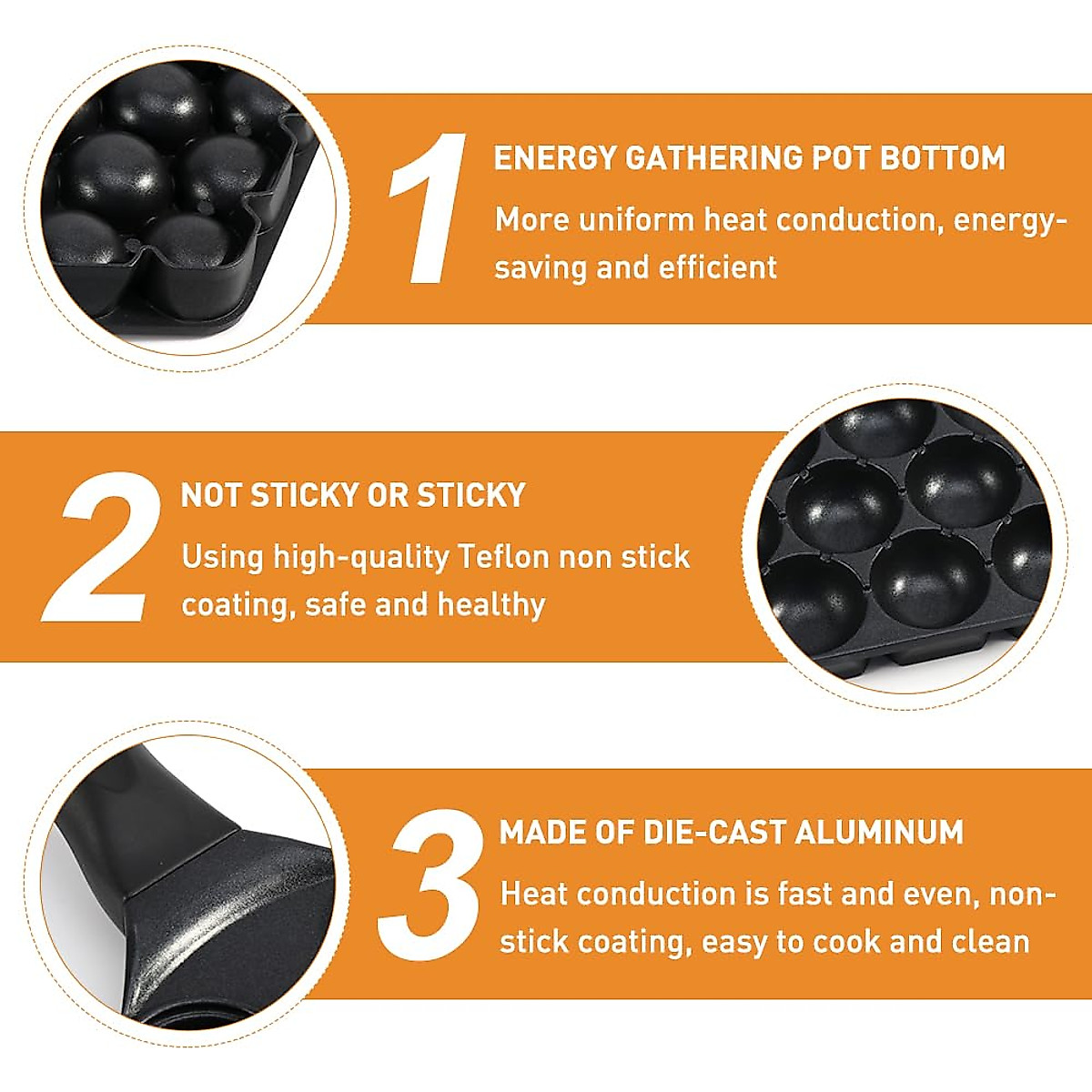 Takoyaki Grill Pan 18 Holes Takoyaki Maker Baking Pan,With Silicone Oil Brush,2pcs Barbecue Forks,1.5" Half Sphere Japanese Takoyaki Pan,for Making Takoyaki & Round Pancakes