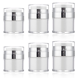 Airless Pump Jar, 6PCS Cream Jar Vacuum Bottle Refillable Travel Containers for Toiletries, Airless Pump Bottles for Lotions And Creams