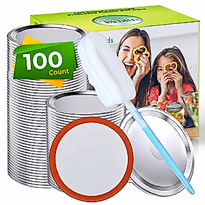 100 Count Canning Lids - Mason Jar Lids Regular Mouth for Kerr & Ball Canning Jars - Mason Jar Lids Food Grade Material, Metal Lids,100% Fit and Airtight - Protect the Environment with Recyclable