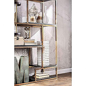 Furniture of America Corley Contemporary 6 Shelf Bookcase, Champagne