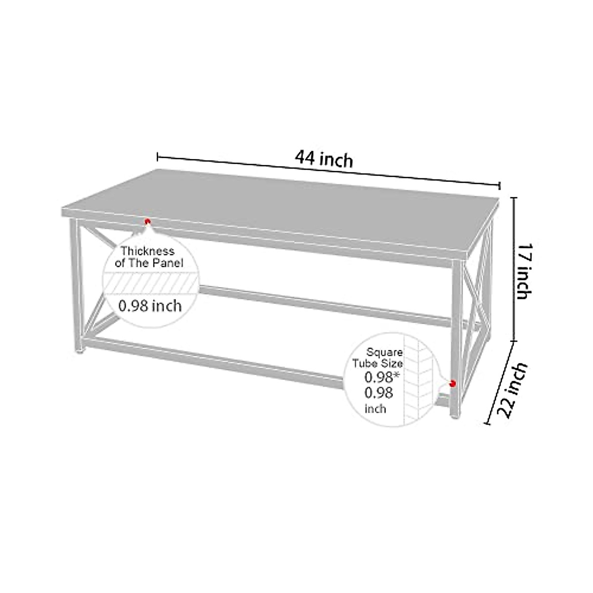 AZL1 Life Concept Modern Coffee Table for Living Room Center Table with Metal Frame, Glossy White