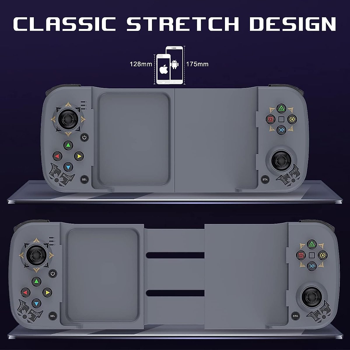 Megadream Mobile Game Controller Gamepad for iPhone iOS Android PC: Works with iPhone 16/15/14/13/12/11, iPad, Samsung Galaxy, TCL, Tablet, Call of Duty, Black Desert Mobile - Directly Play (Grey)