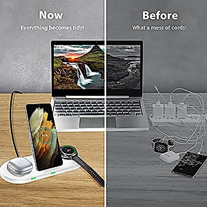 Wireless Charging Station for Samsung Galaxy S23/S23+, Samsung Wireless Charger for Galaxy S22/S22 Ultra/Z Fold 4/Z Flip 4/S21/S20, Galaxy Watch Charger for Galaxy Watch 5 Pro 4 3, Galaxy Buds Pro 2