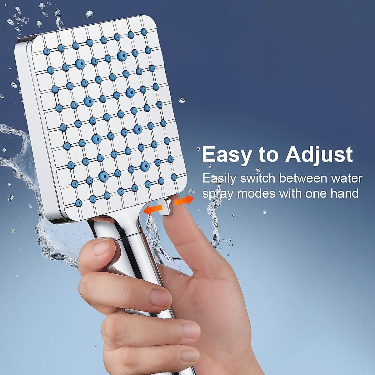 Heemli Handheld Shower Head with Filter, High Pressure 6 Spray Mode Filtered Shower Head with Hose, Bracket and Water Softener Filters Beads for Hard Water Remove Chlorine, Chrome