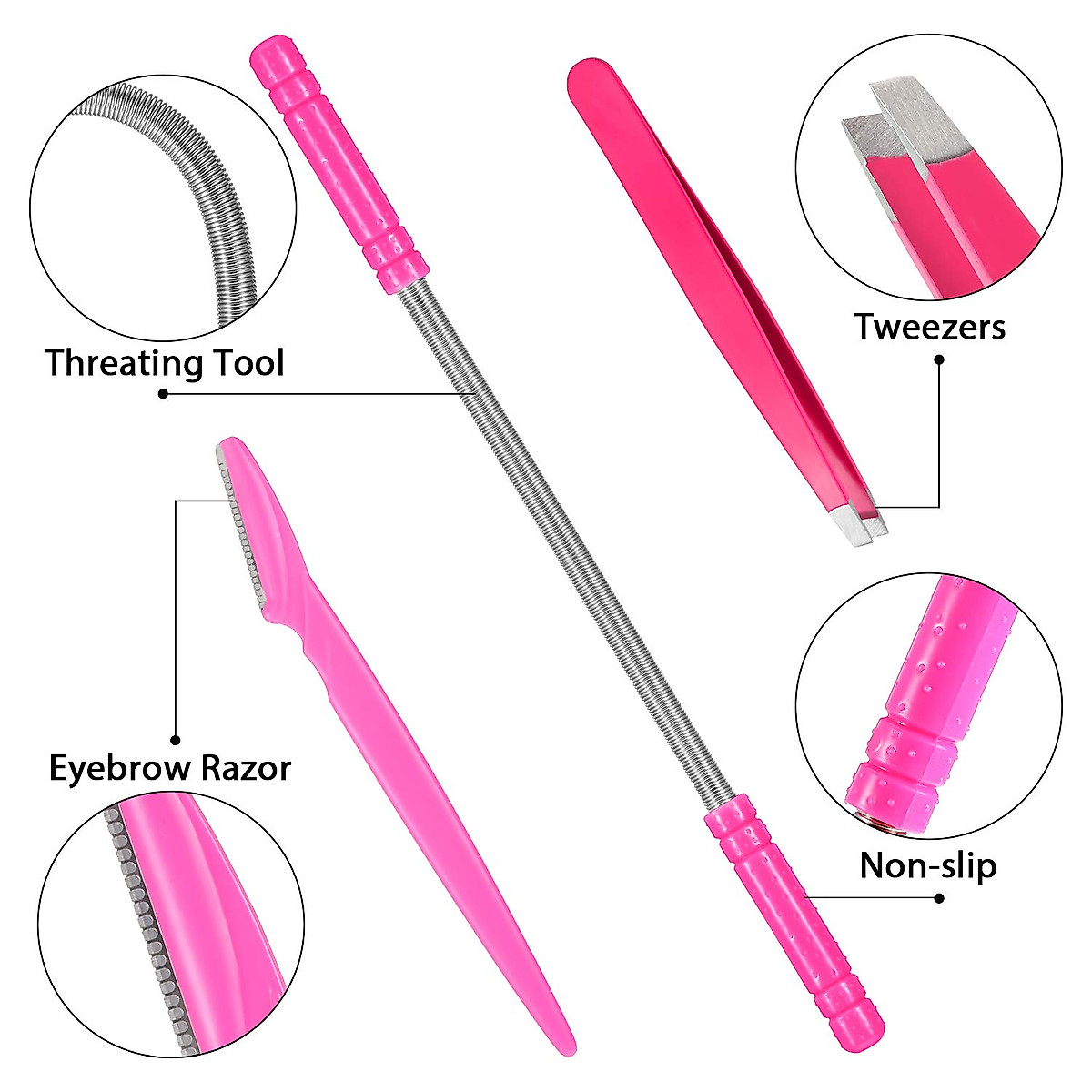 14 Pieces Facial Hair Remover Set Spring Epilator Hair Removal Springs Eyebrow Razors Beveled Tweezers Removes Hairs Women Face Threading Tool