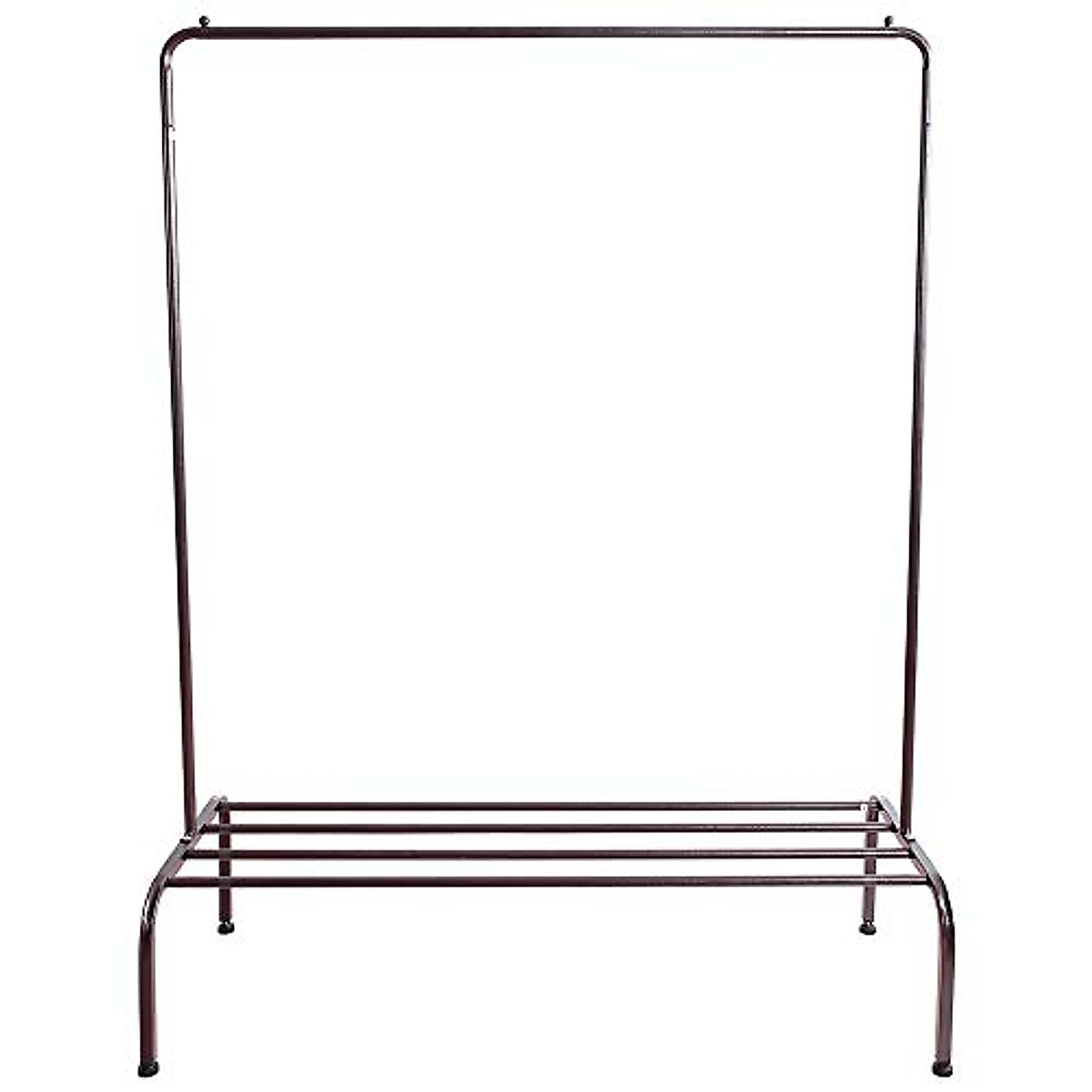 BOFENG Metal Garment Rack Heavy Duty Clothes Stand Rack With Top Rod and Lower Storage Shelf Industrial Clothes Rack for Indoor Bedroom (Brown)