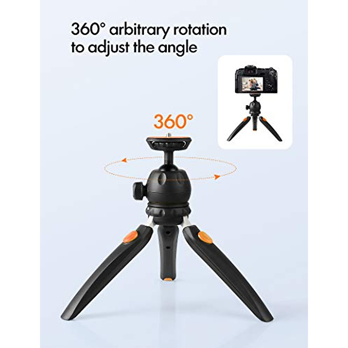 Projector, AKIYO Mini Portable Projector Tripod, 360° Arbitrary Rotation with 2 Height Modes, Multi-Function, Support Most of The Projectors Or Cameras Within 4.4lbs