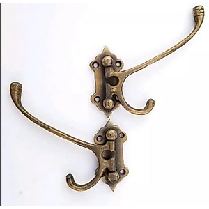 4 Old Style Solid Brass Double Wall Mount 180 Degree Swivel Coat Hat Towel Hooks #C24