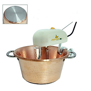 Electric Polenta and Risotto Cooker, Classical Hammered Copper Pot in Traditional Italian Form (30cm 12") Suitable for Induction Stove