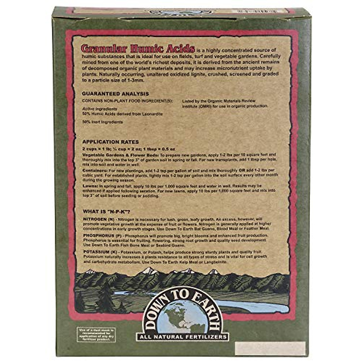 Down to Earth Organic Granular Humic Acids Fertilizer Mix, 5 lb