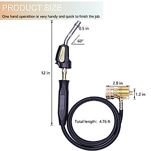 Propane Torch,Wale&Morn Propane Torch Head,Welding Torch,Mapp Gas Torch,Hose Length 1.5M,Maximum Operating Temperature 1900℃/3600℉ for Welding, HVAC, Brazing, Barbecue or Plumbing