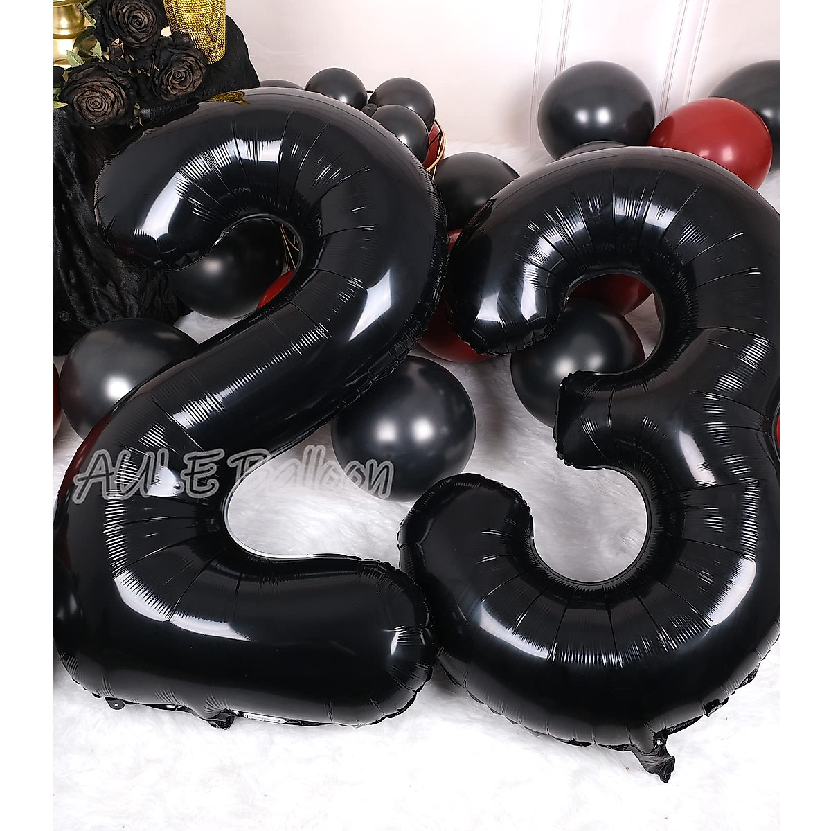 AULE 40 Inch Large 23 Balloon Numbers Black, Big Foil Number Balloons, Giant Helium Happy 23th Birthday Party Decorations for Man and Women, Huge Mylar Anniversary Party Supplies