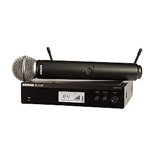 Shure BLX24R/SM58 Wireless Microphone System - 14-Hour Battery Life, 300 ft Range, UHF | SM58 Handheld Vocal Mic, Single Channel Rack Mount Receiver | J11 Band (BLX24R/SM58-J11)