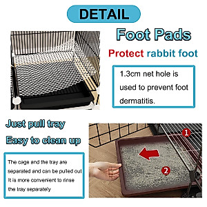 Rabbit Cage Indoor Bunny Hutch 2 Tier Large Guinea Pig Hamster House Small Animals Outdoor Pet with Removable Pull-Out Trays Waterproof Roof Accessories for Ferret Chinchilla Hedgehog,Blue