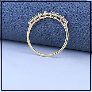 Dazzlingrock Collection 0.50 Carat (Ctw) in 14K Yellow Gold Round Lab Grown Diamond Women 7 Stone Wedding Band Ring 1/2 CT (Size 5.5)