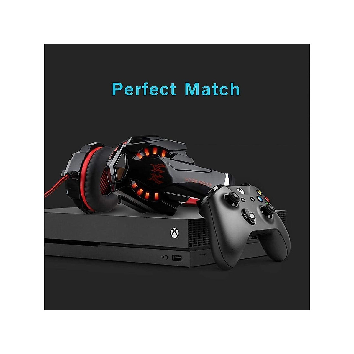 REDFIRE Stereo Gaming Headset for PS4, PC, Xbox One Controller, Noise Cancelling Over Ear Headphones Mic, LED Light, Bass Surround, Soft Memory Earmuffs for Laptop Mac Nintendo Switch Games -Red