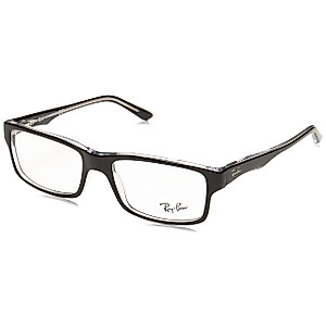 Ray-Ban RX5245 Square Prescription Eyeglass Frames, Black On Transparent/Demo Lens, 54 mm