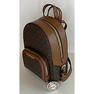 Michael Kors Jaycee XS Convertible Zip Pocket Backpack bundled with SM TZ Coinpouch Wallet Purse Hook (Signature MK Brown)