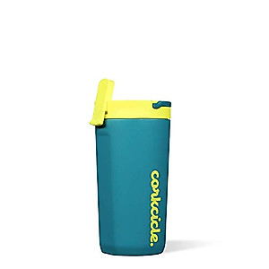 Corkcicle. Kids Tumbler Triple Insulated Stainless Steel Travel Mug, Easy Grip, Non-Slip Bottom, Keeps Beverages Cold for 18 Hours and Hot for 3 Hours, 12 oz, Electric Tide