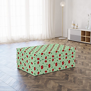 Ambesonne Ladybugs Foldable Mattress, Polka Dots with Insect, 74.8" x 39.4", Green Red Black