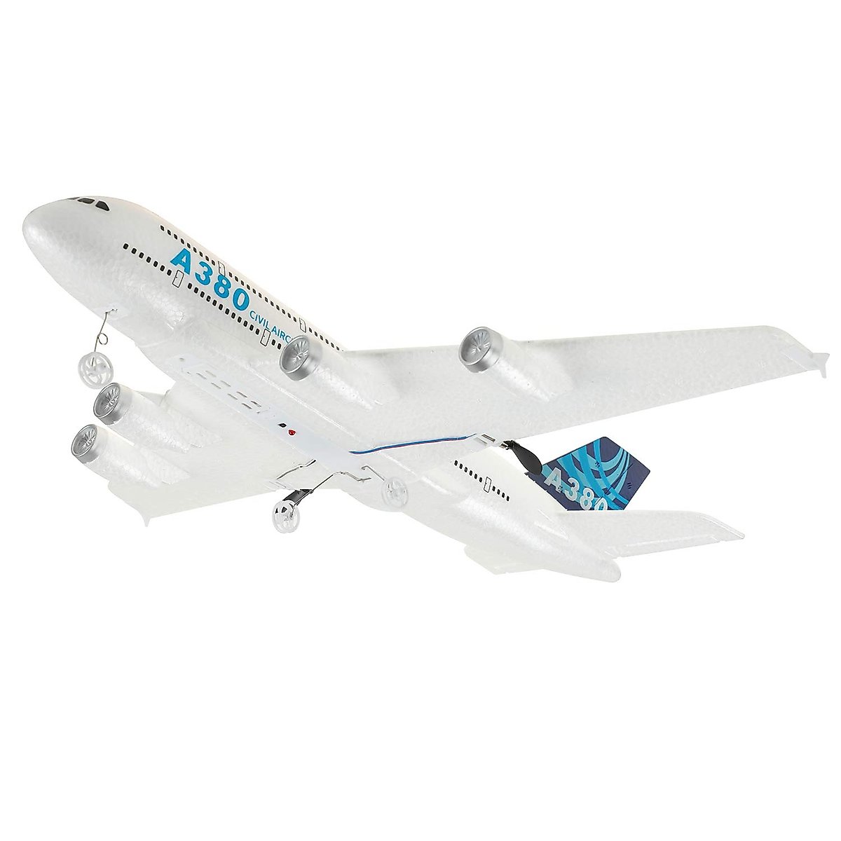 OTTCCTOY RC Plane Remote Control Airplane 2.4Ghz DIY 2 Channels Remote Control Airplane Built in 6-Axis Gyro, A380 RC Aircraft for Kids EPP Foam Glider for Beginner