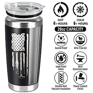 Father's Day Gifts for Dad, Men, Husband, Grandpa, Mechanic Father, Handyman - Mens Birthday Gift Ideas, Gifts for Dad for Birthday, Fathers day, Christmas, Keeps Drinks Hot or Cold, 20oz Tumbler