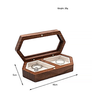 Engagement Ring Box Wooden Ring Box Proposal Ring Box with Clear Top Ring Bearer Box for Wedding Wooden Ring Holder for Proposal (RB517)