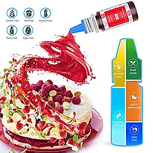 Food Coloring Cake Decorating Set - Jelife 10 Gel Based Flavorless Edible Food Dye Vibrant Concentrated Neon Icing Colors for Kids Baking Macaron Frosting Fondant Cookie (6ml/Bottles)