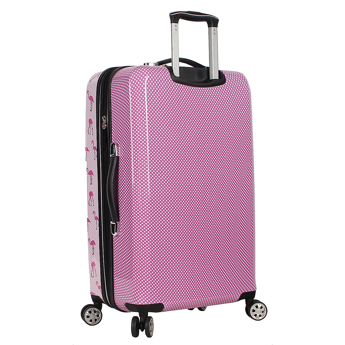 Betsey Johnson 26 Inch Checked Luggage Collection - Expandable Scratch Resistant (ABS + PC) Hardside Suitcase - Designer Lightweight Bag with 8-Rolling Spinner Wheels (Flamingo Strut)